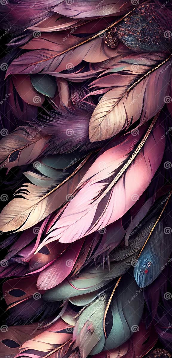 Feathers Texture Pastel Vertical Abstract Background. Stock ...