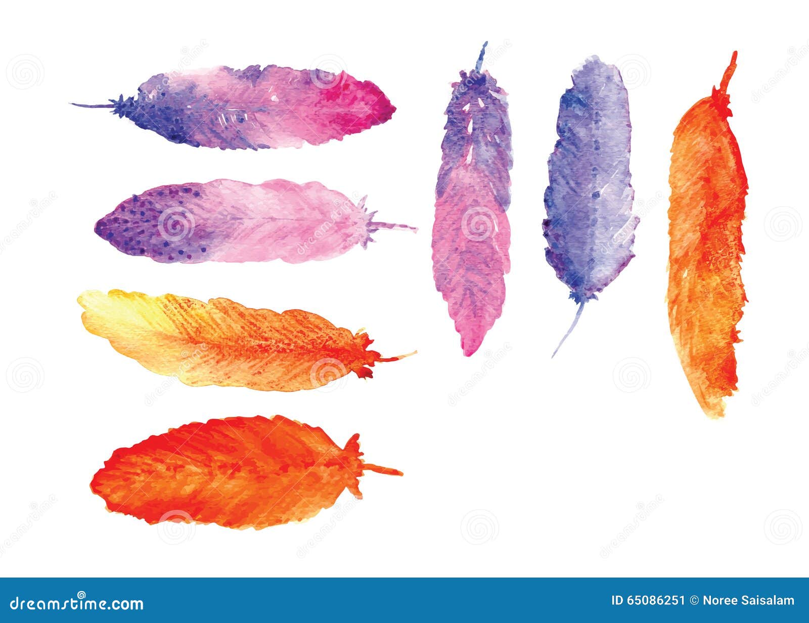 Feathers Water Colors Painting Vector Stock Vector - Illustration of ...