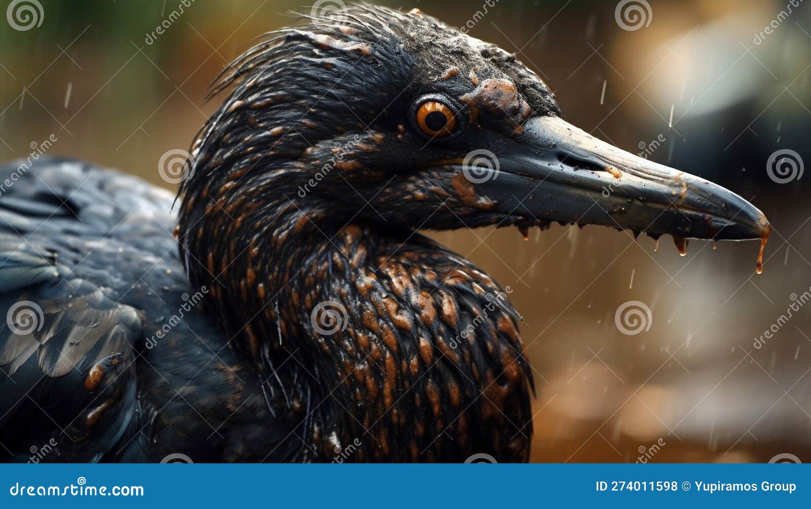 Feathers Wet, Hawk Swoops on Unsuspecting Prey Generated by AI Stock ...