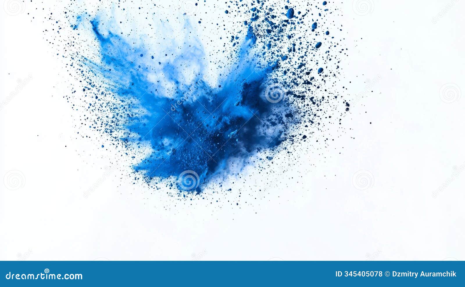 Featured is an Abstract Blue Powder Explosion on a White Background ...