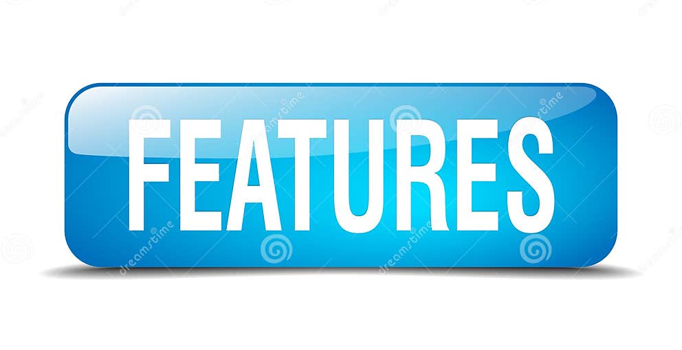 Features Blue Square 3d Realistic Web Button Stock Vector ...