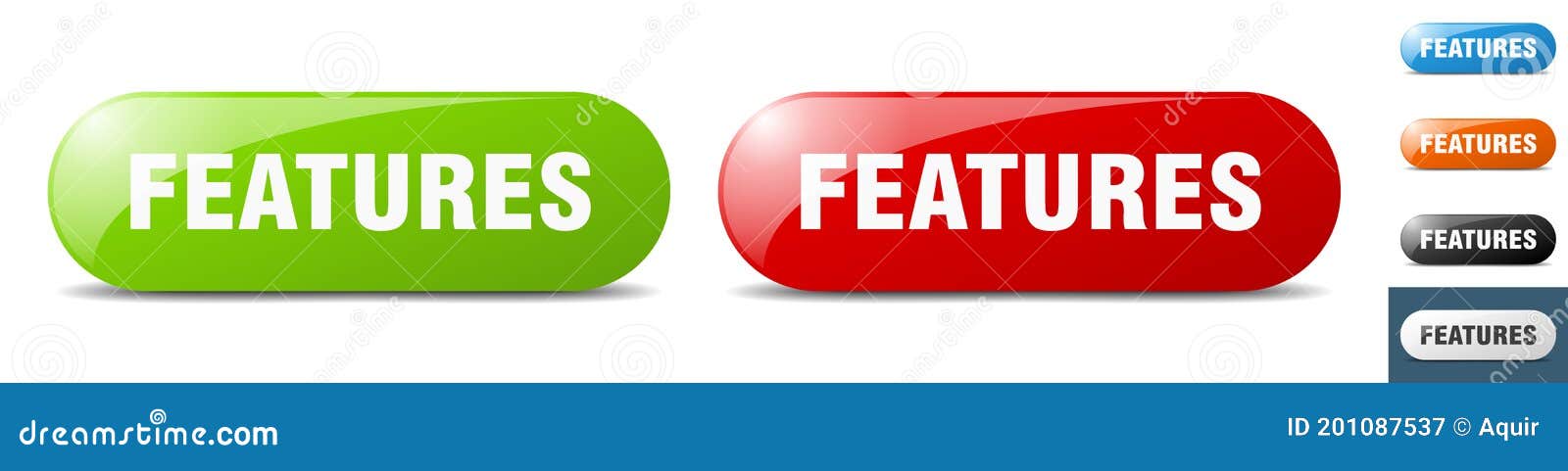 Features Button. Key. Sign. Push Button Set Stock Vector - Illustration ...