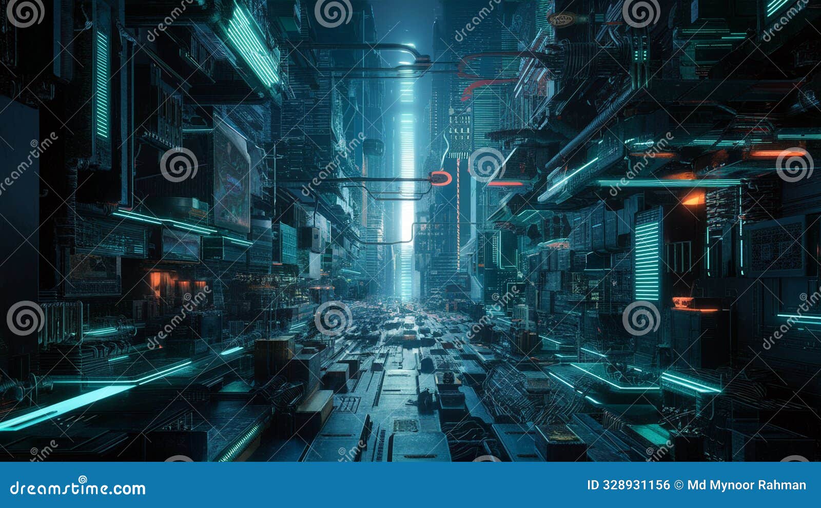 Futuristic Network Security In Cyberpunk Landscape Design Stock ...