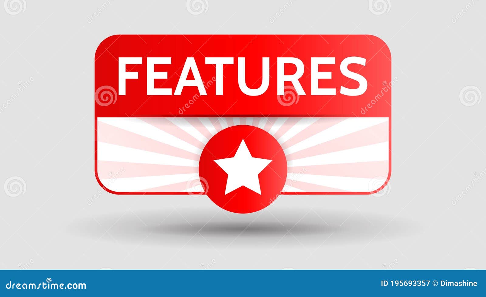 Features Notice Button Label Banner Red Square Isolated Stock Vector ...