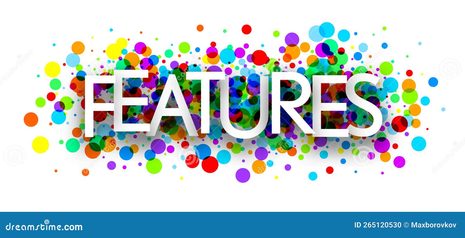 Features Sign Over Colorful Round Dots Confetti Background Stock Vector ...