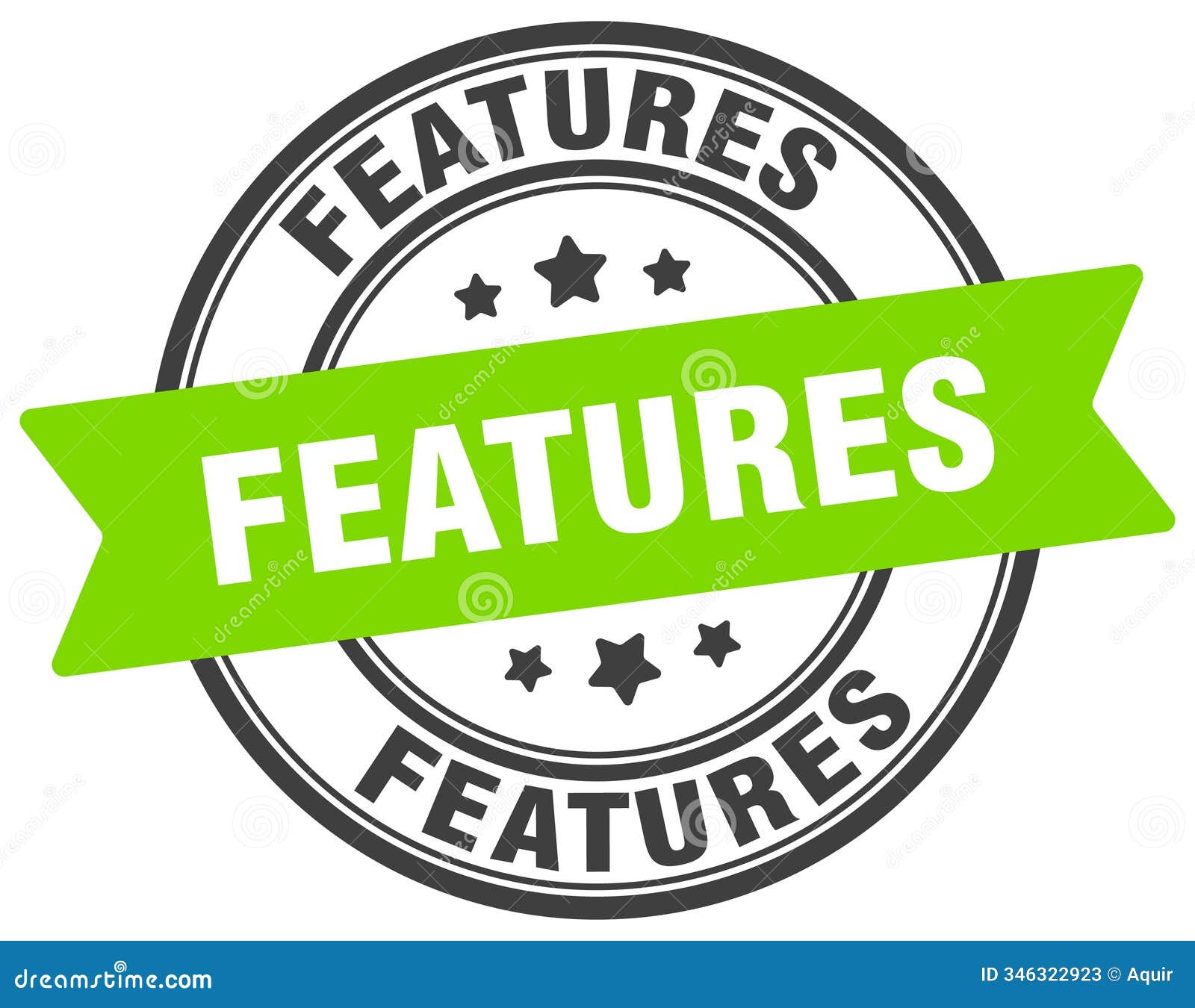 Features Stamp. Features Label on Transparent Background. Round Sign ...