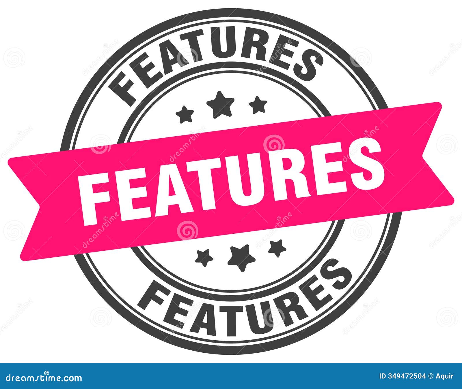 Features Stamp. Features Label on Transparent Background. Round Sign ...