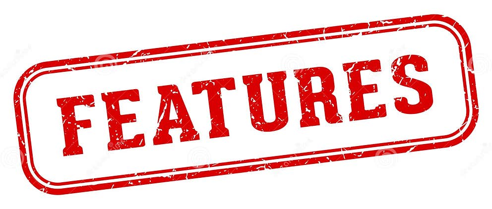 Features Stamp. Features Rectangular Stamp on White Background Stock ...