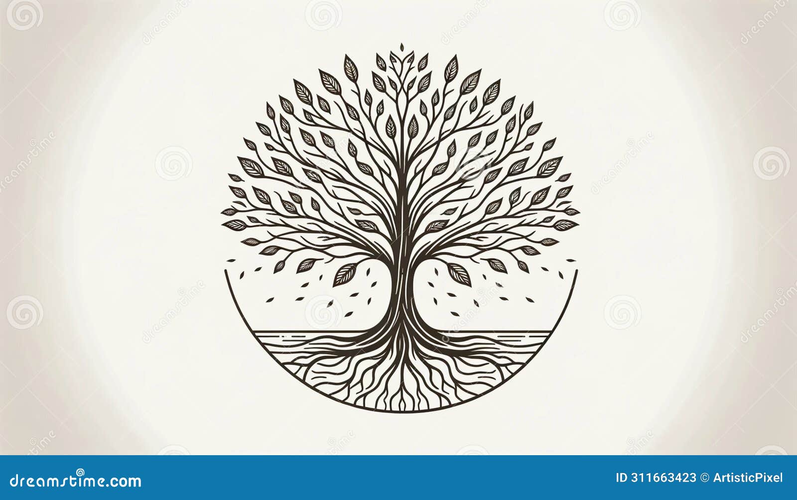 Eternal Roots: Monochrome Tree of Life Stock Illustration ...