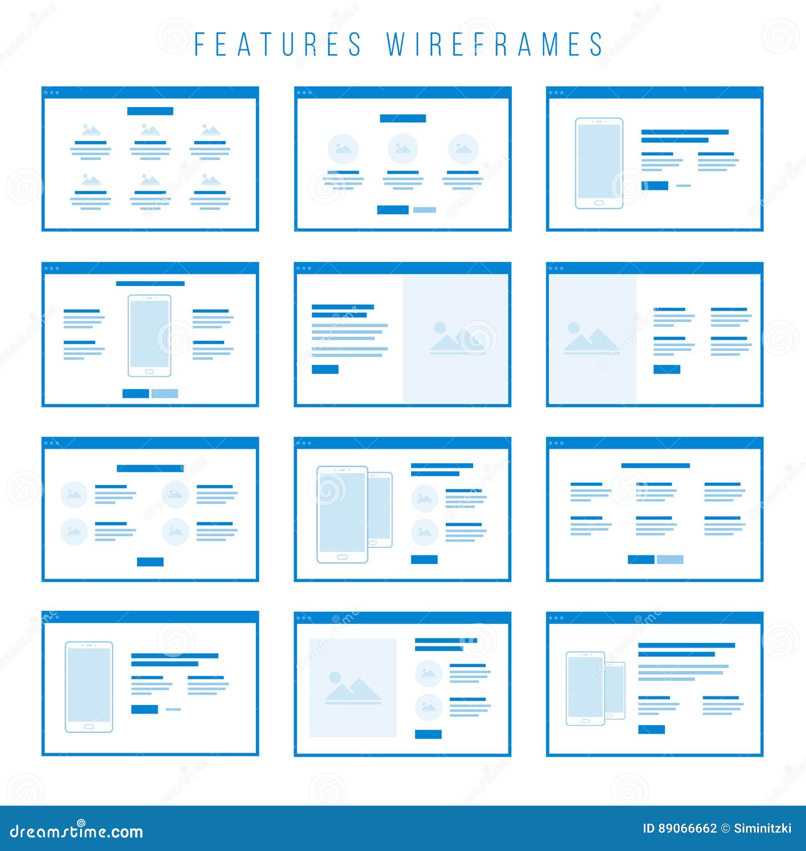 Features Wireframe Components for Prototypes. Stock Vector ...