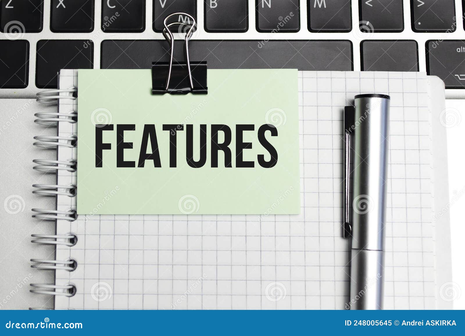 Features Word on the Laptop. Business Concept Stock Image - Image of ...