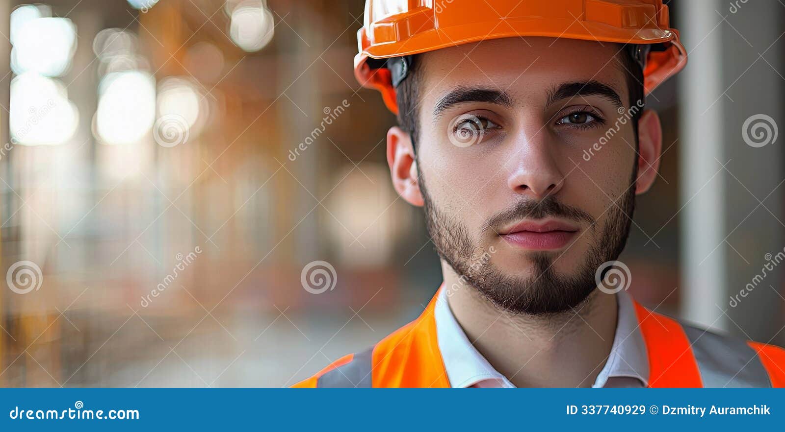 Featuring a Confident Construction Worker Wearing a Hard Hat and Work ...