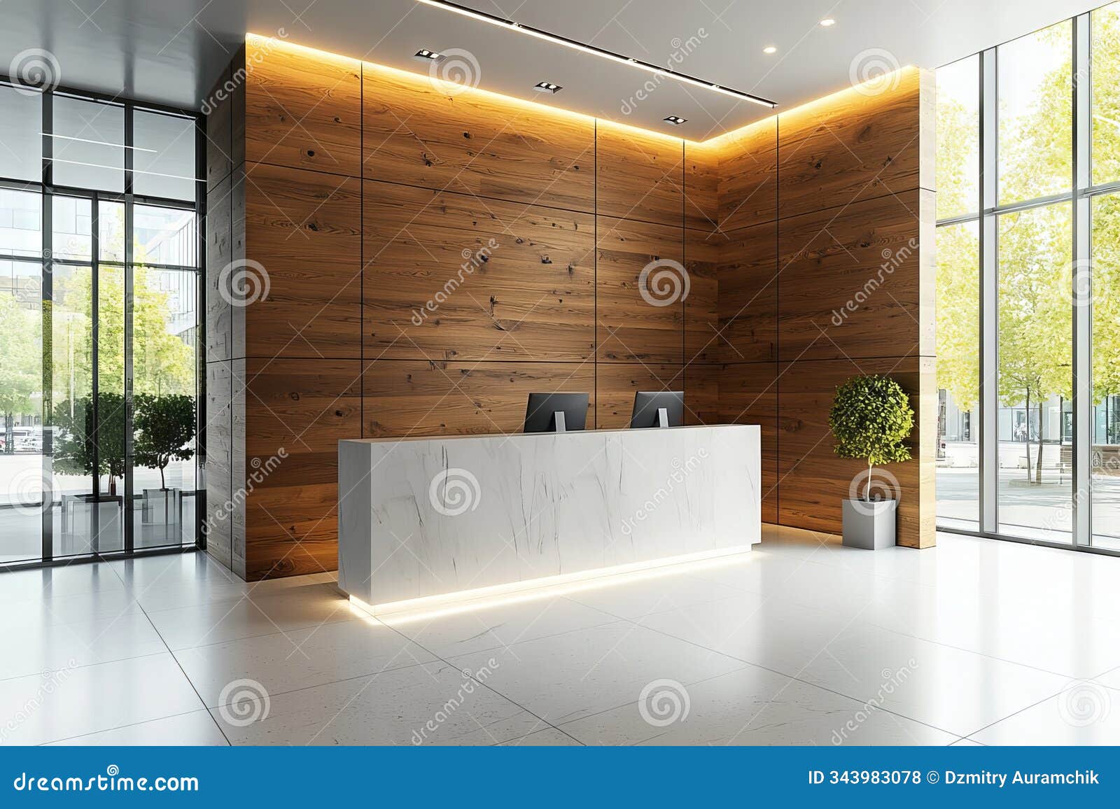 Featuring a Large Window and Wooden Panels, this Lobby is Modern and ...