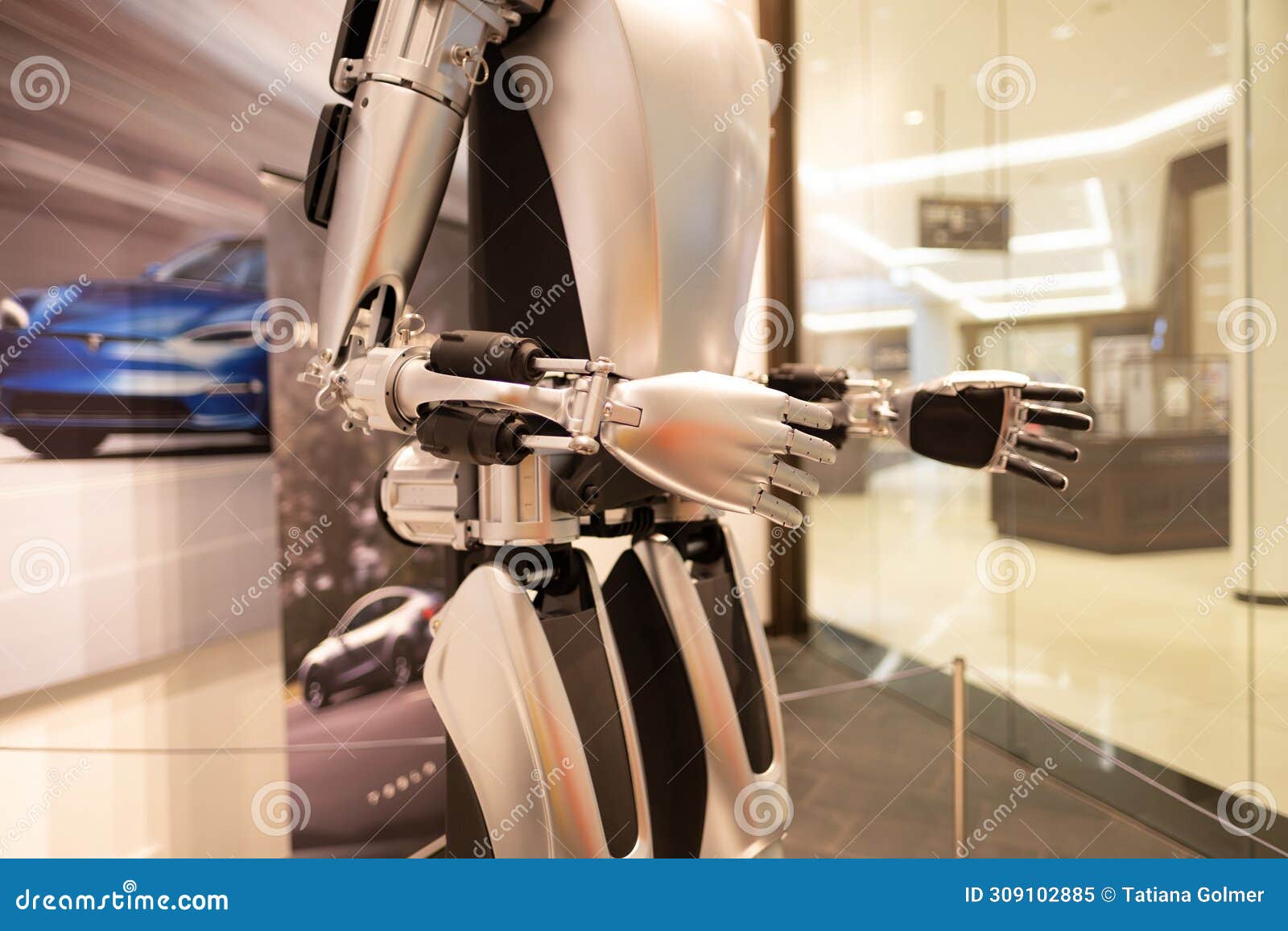 Tesla Bot Optimus Robotic Humanoid In GIGA TESLA FACTORY Lobby ...