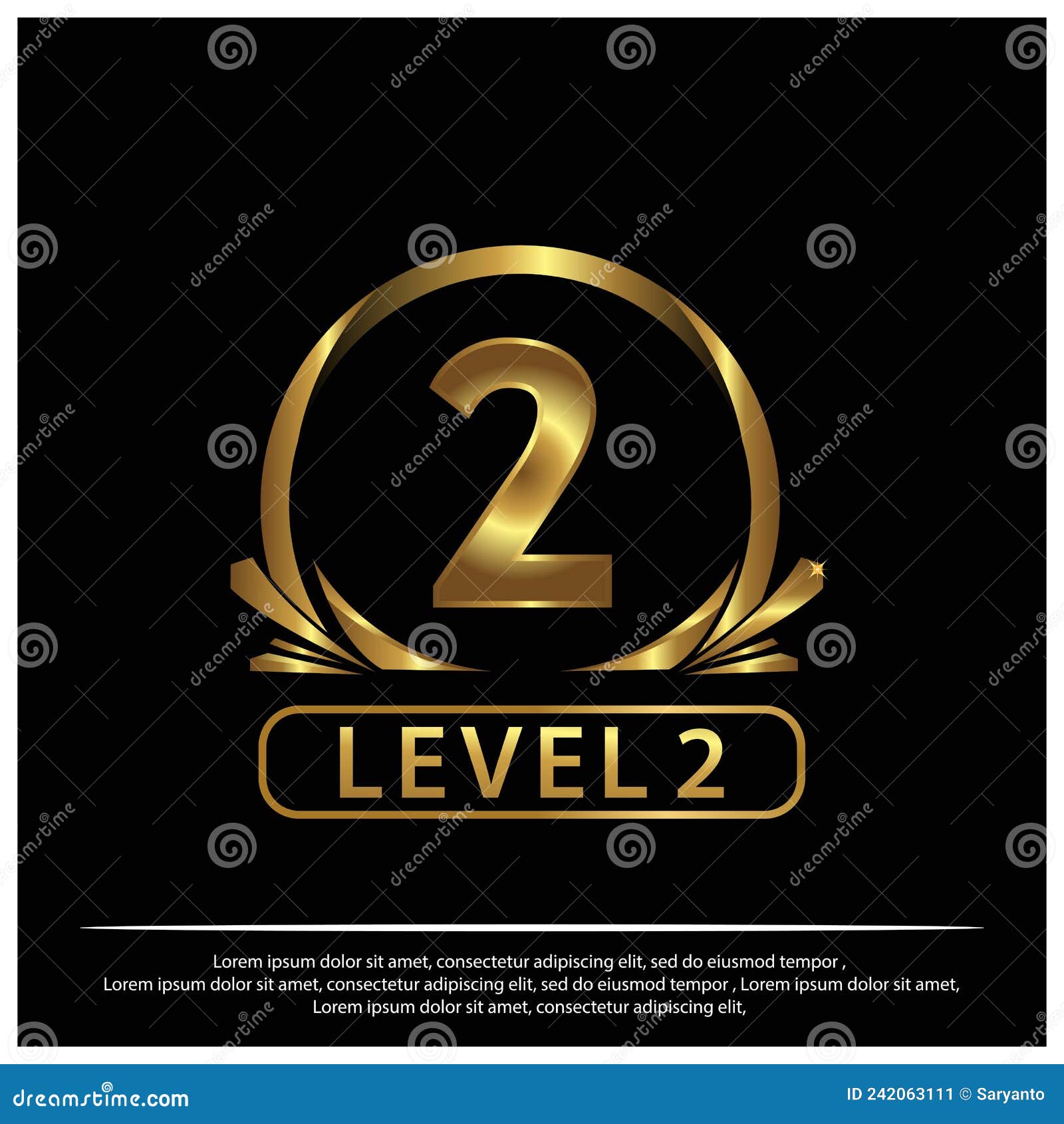 Level 2 Background. Level 2 Golden. Vector Illustration on Black ...