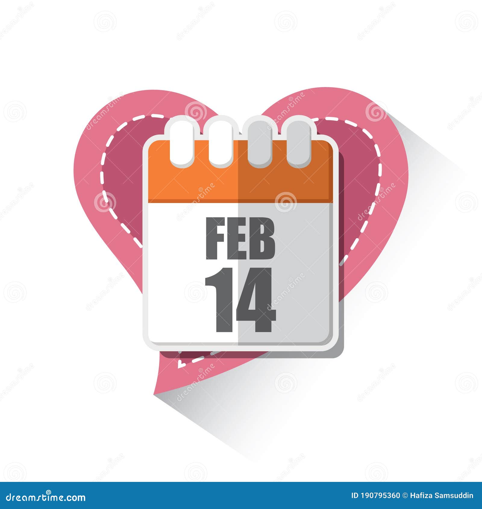 Feb 14th Calendar Page. Vector Illustration Decorative Design Stock ...