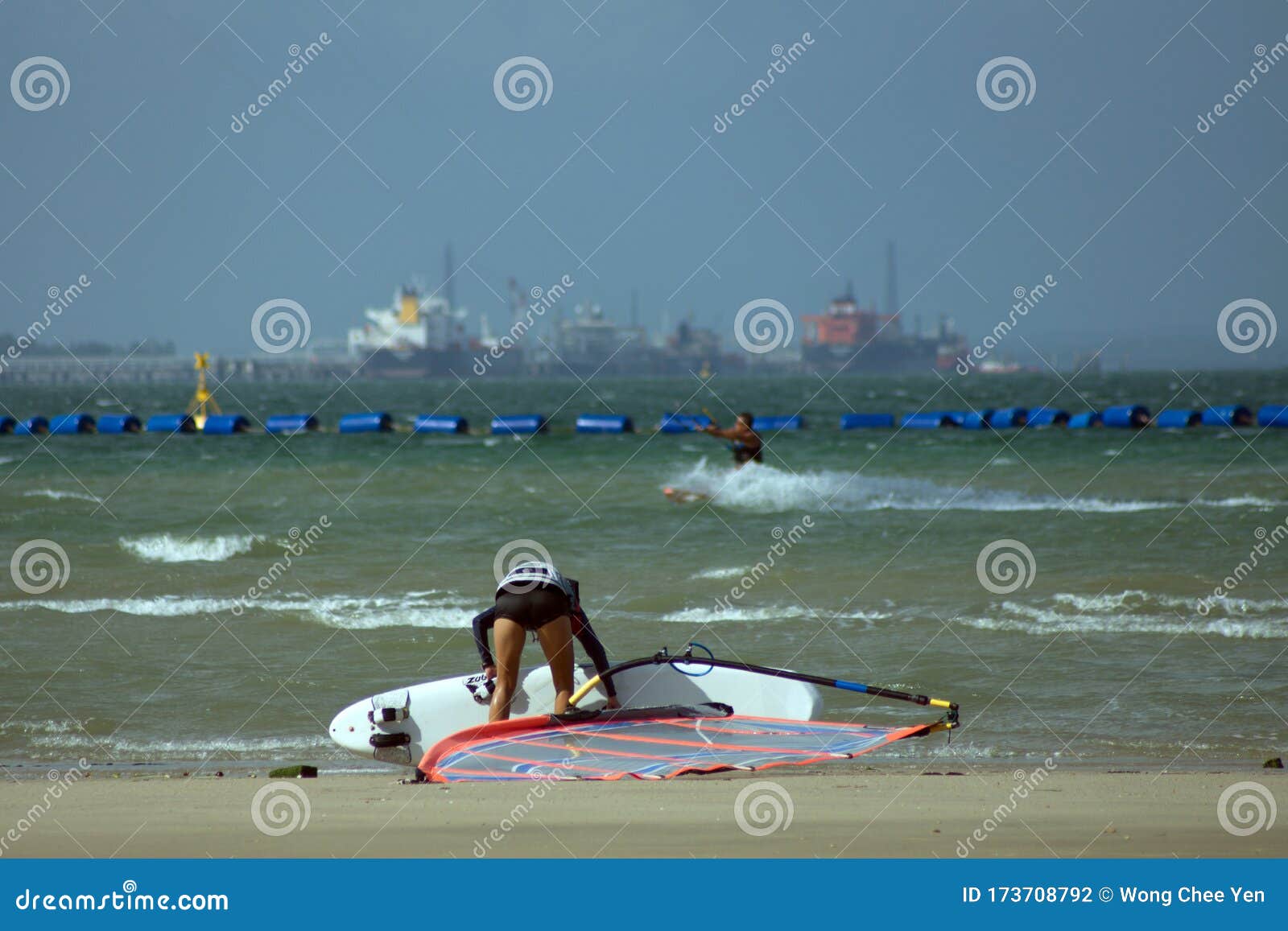 Feb 2020 Wind Surfer at Changi Beach Singapore Editorial Photography ...