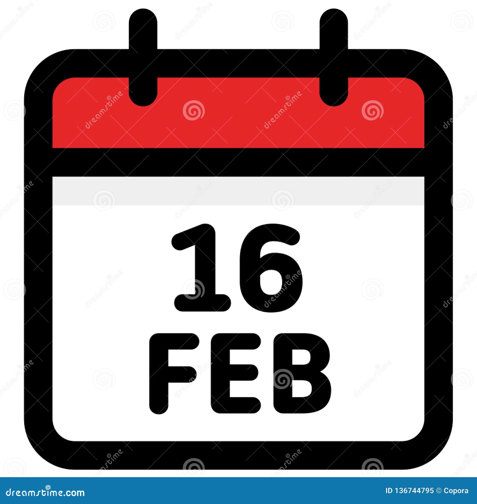 16 Febrero - Icono Del Calendario - Ejemplo Del Vector Ilustración del ...
