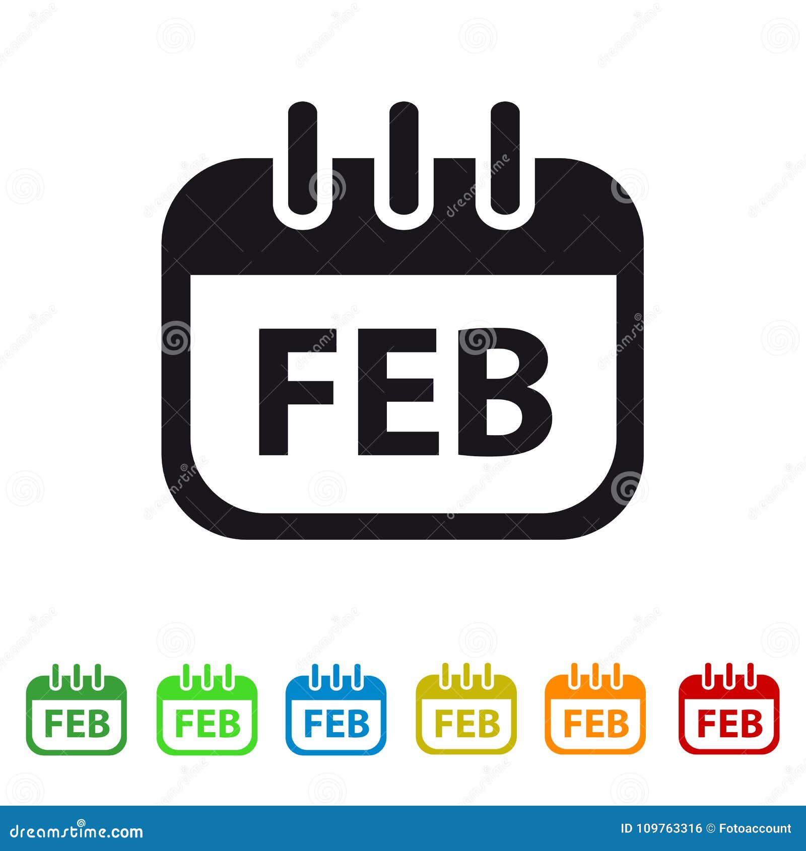 Februar-Kalender-Ikone - Buntes Vektorsymbol Vektor Abbildung ...