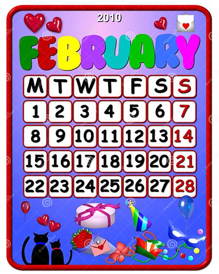 February 2010 calendar stock illustration. Illustration of color - 8508458