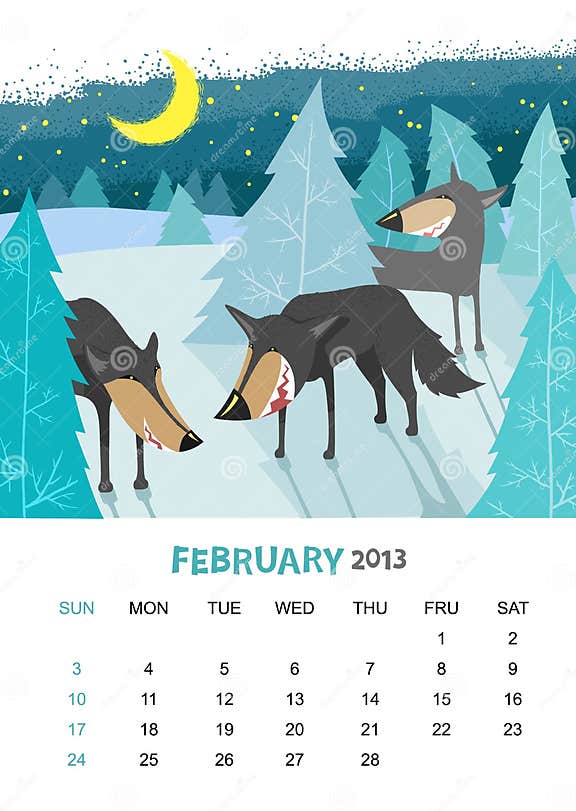 February stock vector. Illustration of calendar, forest - 26408808
