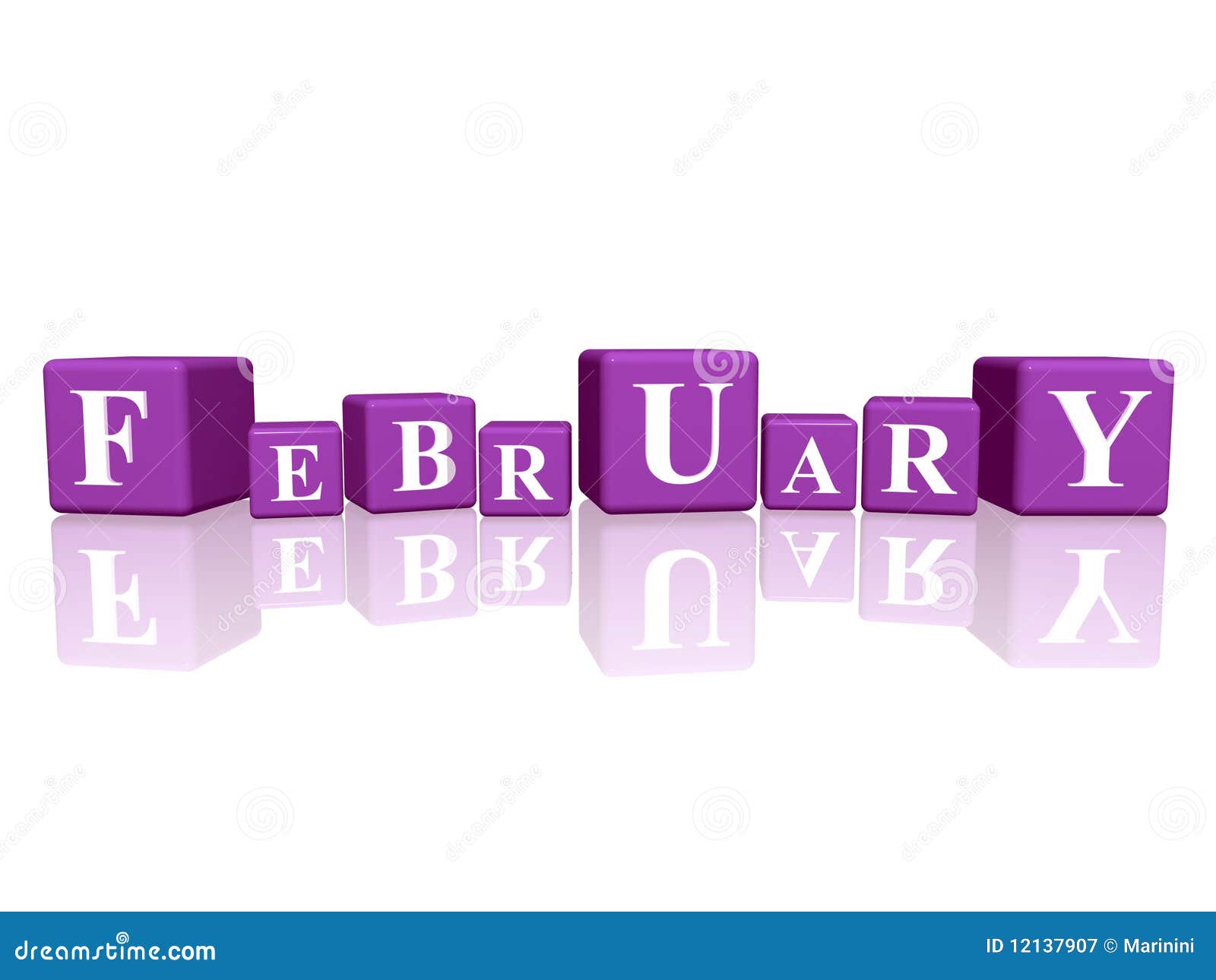February in 3d cubes stock illustration. Illustration of engagement ...