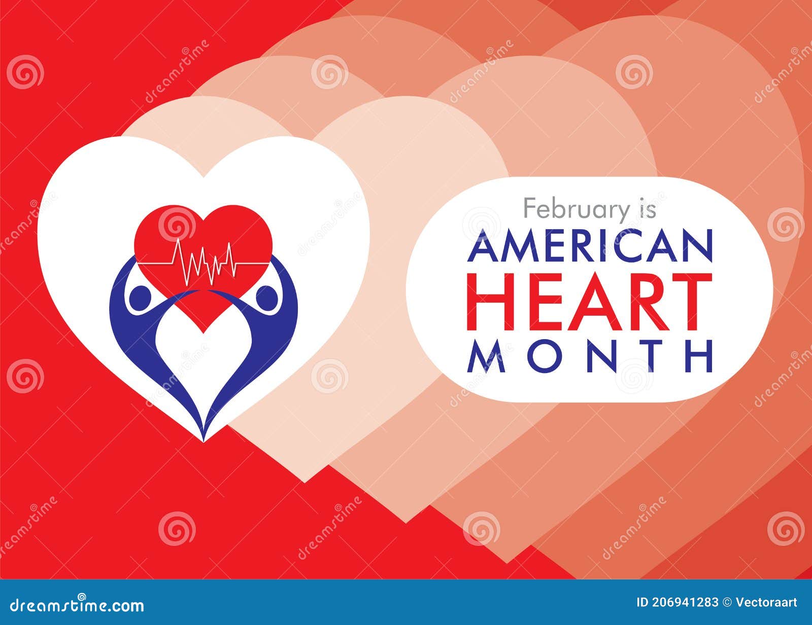 February is American Heart Month Stock Vector - Illustration of check ...