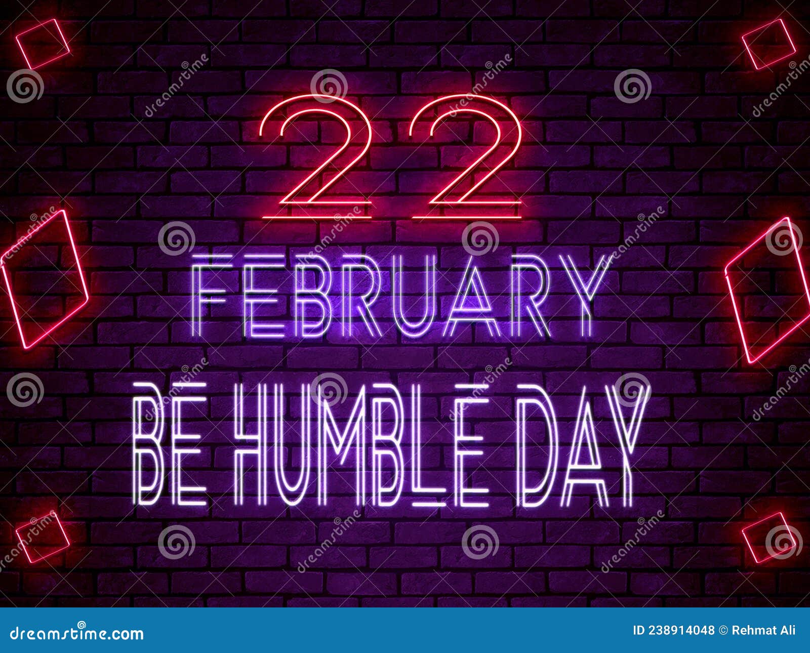 22 February Be Humble Day, Neon Text Effect on Bricks Backgrand Stock ...