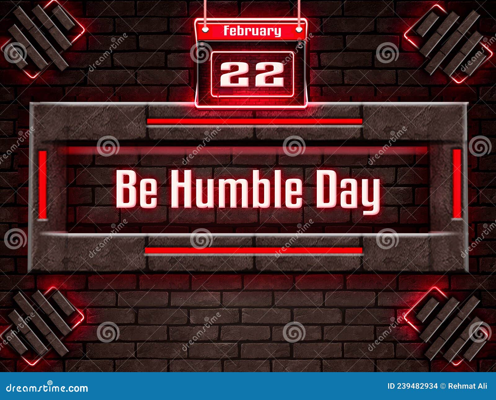 22 February, Be Humble Day, Neon Text Effect on Bricks Background Stock ...