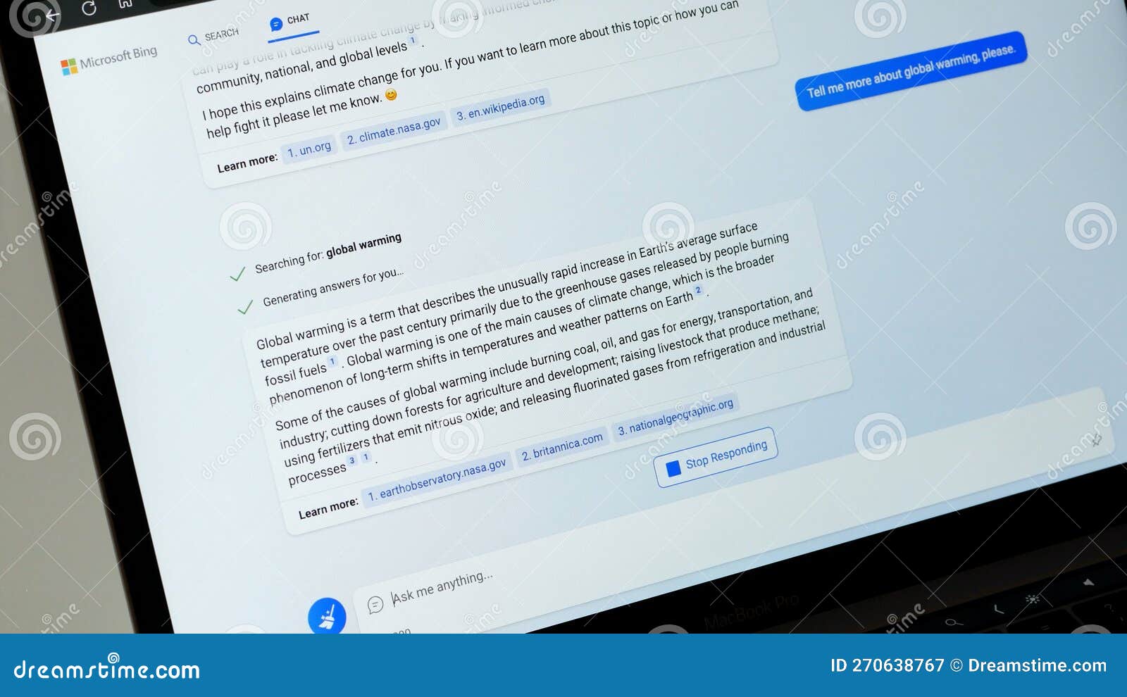 FEBRUARY 27, 2023: Bing, Microsoft AI Chat, Macbook Screen Close-up of ...