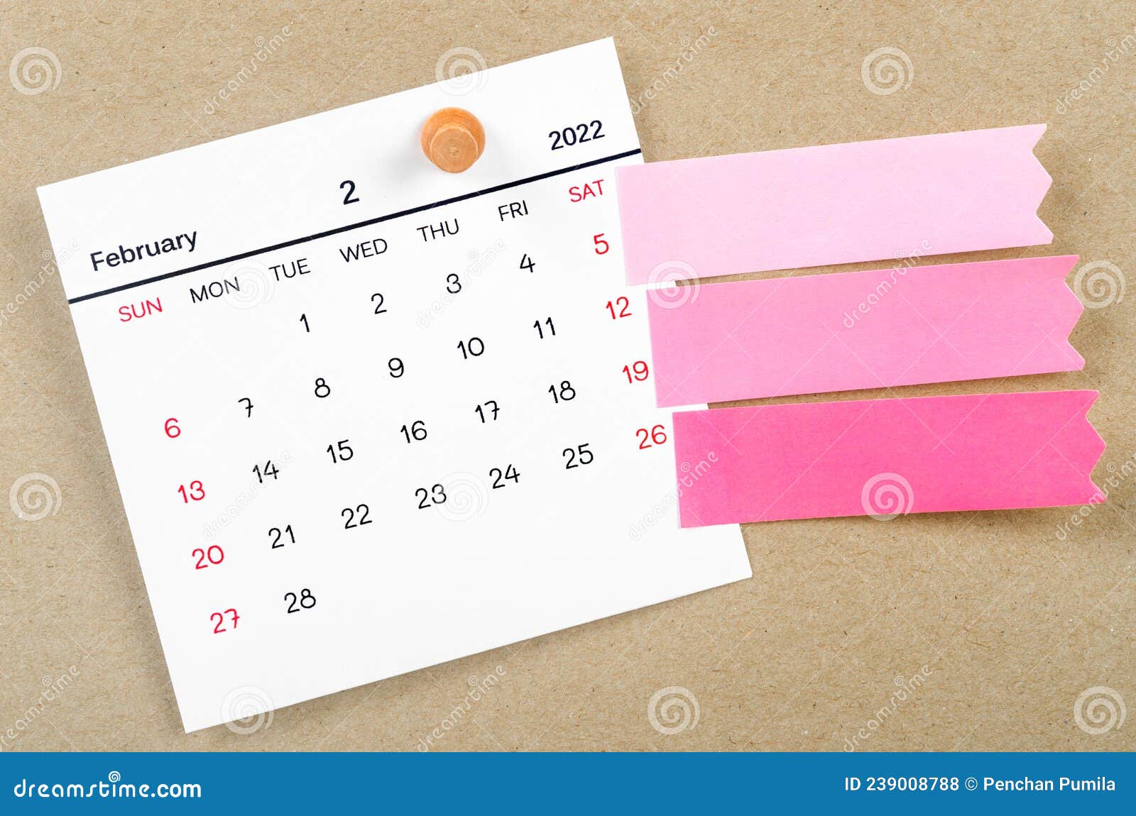 February 2022 Calendar with Blank Adhesive Note Paper Stock Photo ...