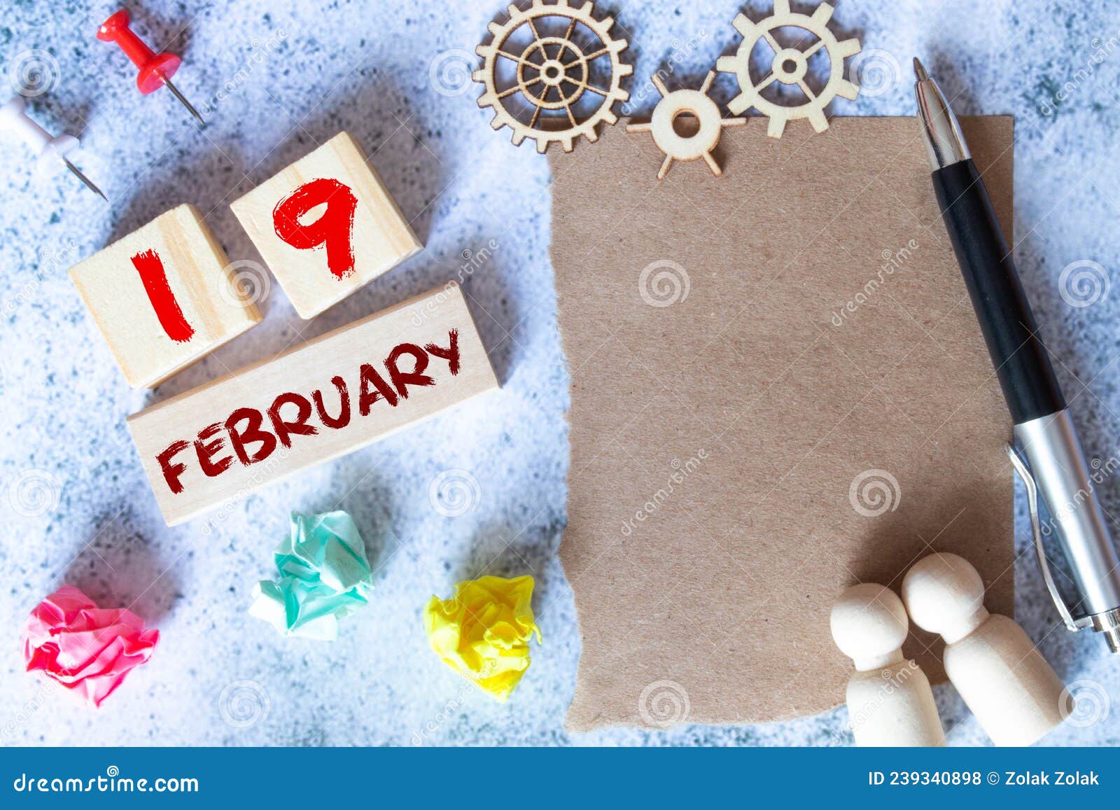 February 19, Calendar Cover Design with Number Cube with Green Fruit on ...