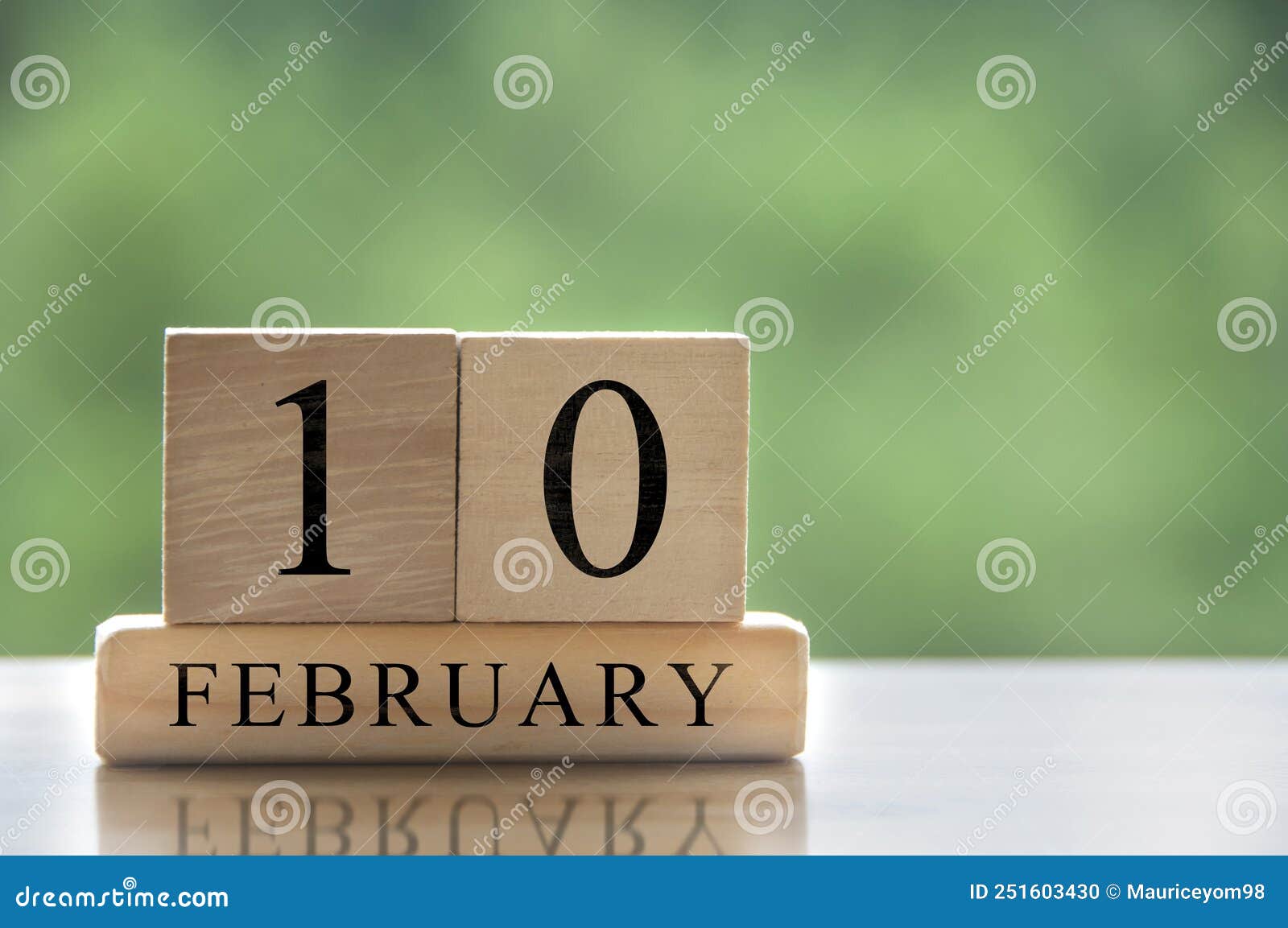 February 10 Calendar Date Text on Wooden Blocks with Customizable Space ...