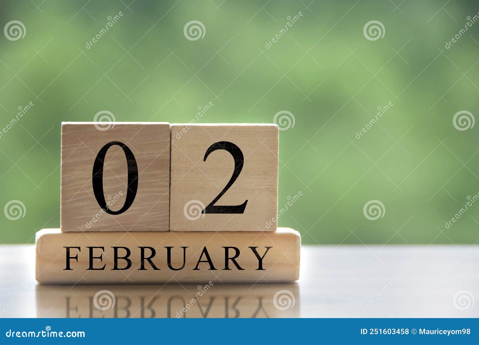 February 2 Calendar Date Text on Wooden Blocks with Customizable Space ...