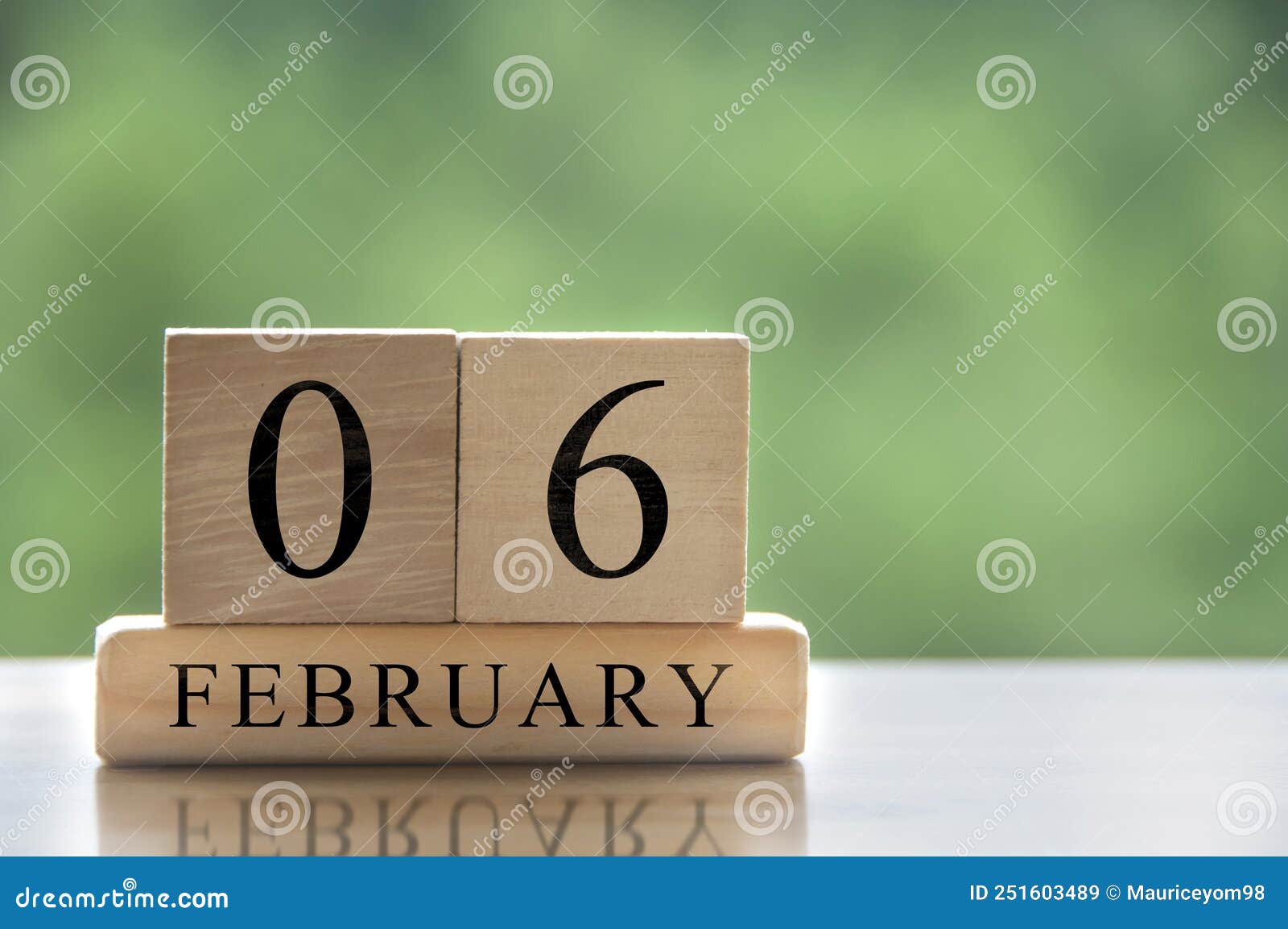 February 6 Calendar Date Text on Wooden Blocks with Customizable Space ...