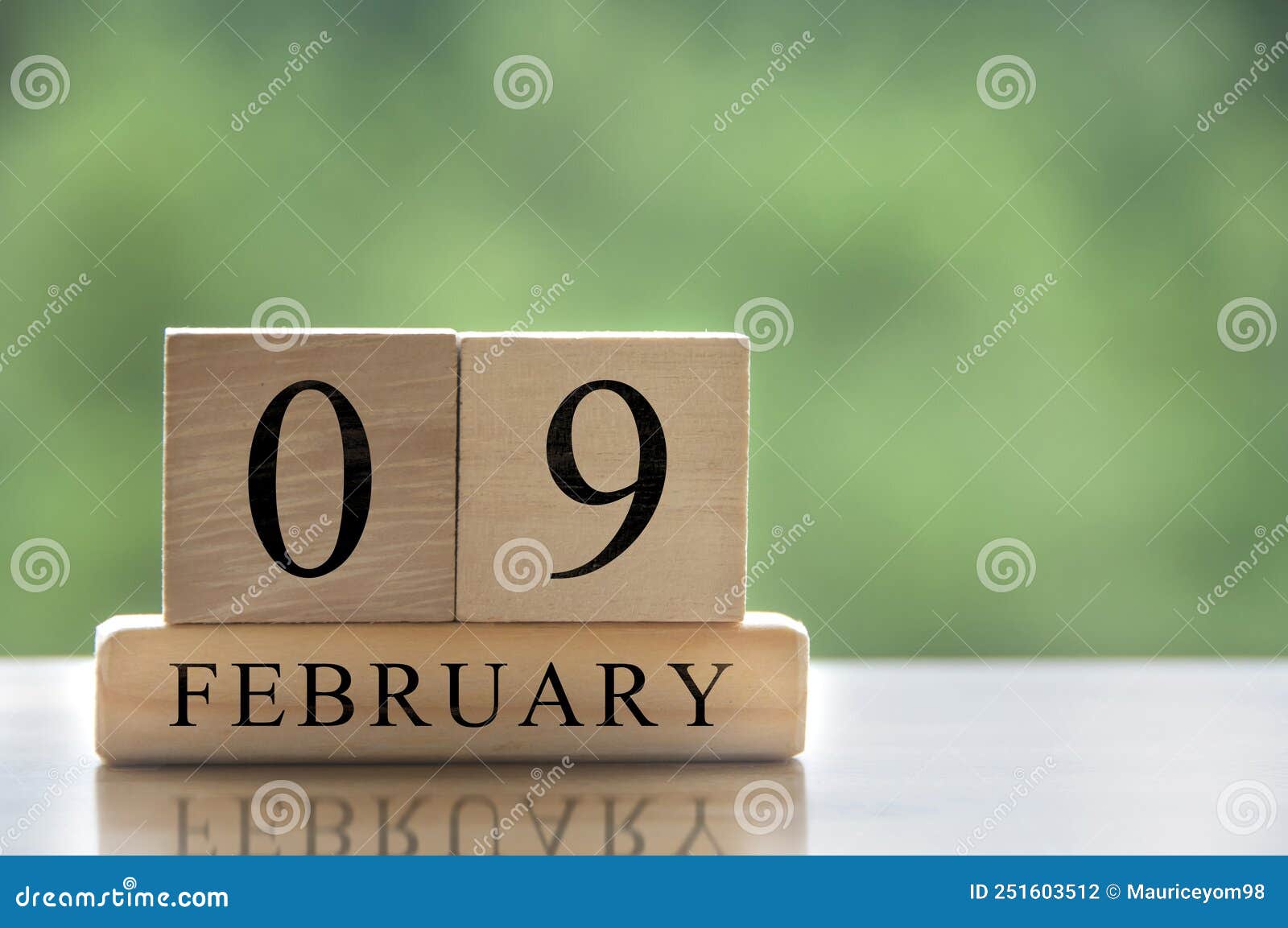 February 9 Calendar Date Text on Wooden Blocks with Customizable Space ...