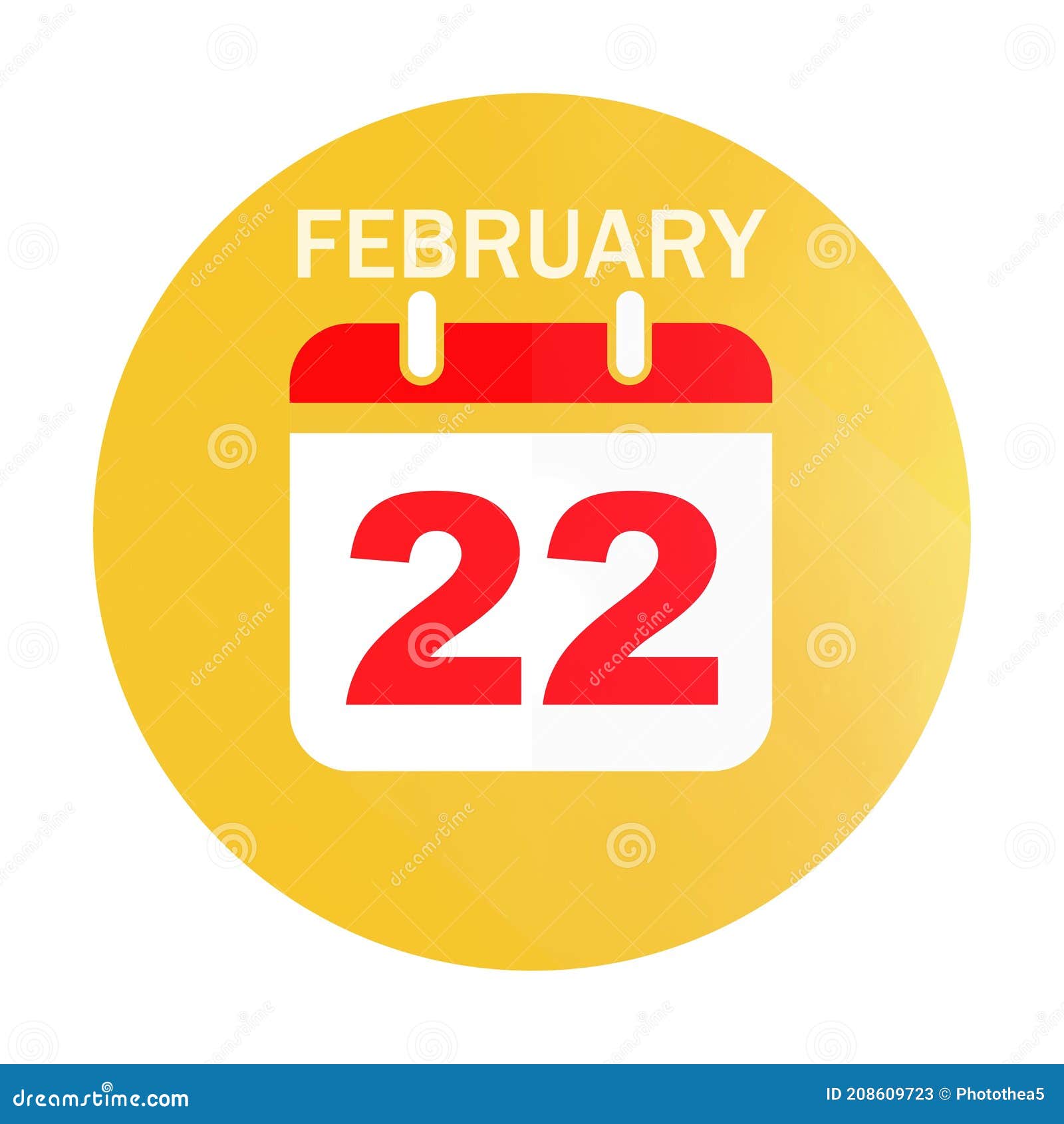 February 22 Calendar Flat Icon Stock Illustration - Illustration of ...