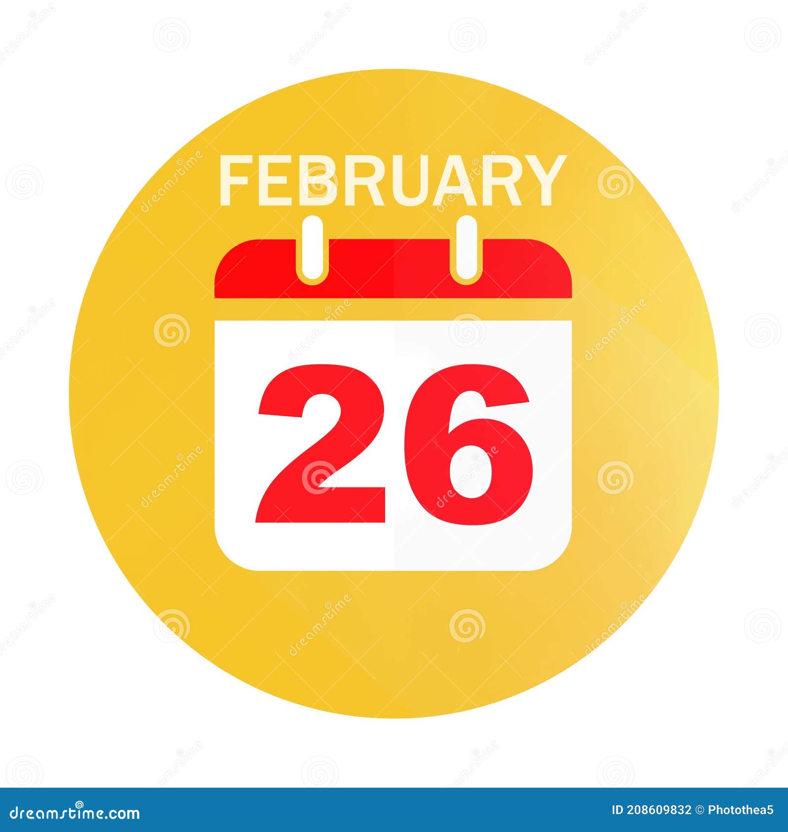 February 26 Calendar Flat Icon Stock Illustration - Illustration of ...