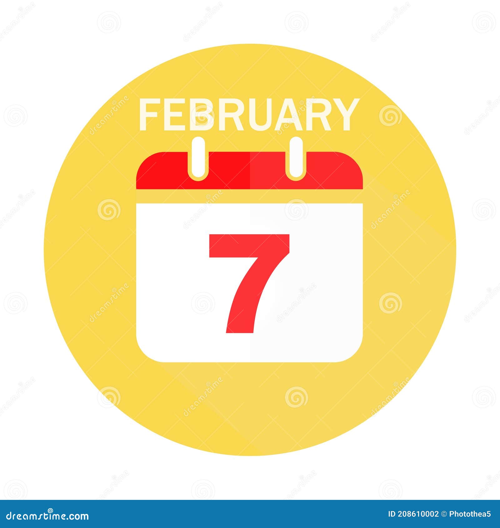 February 7 Calendar Flat Icon Stock Illustration - Illustration of ...