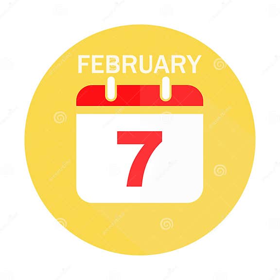 February 7 Calendar Flat Icon Stock Illustration - Illustration of ...