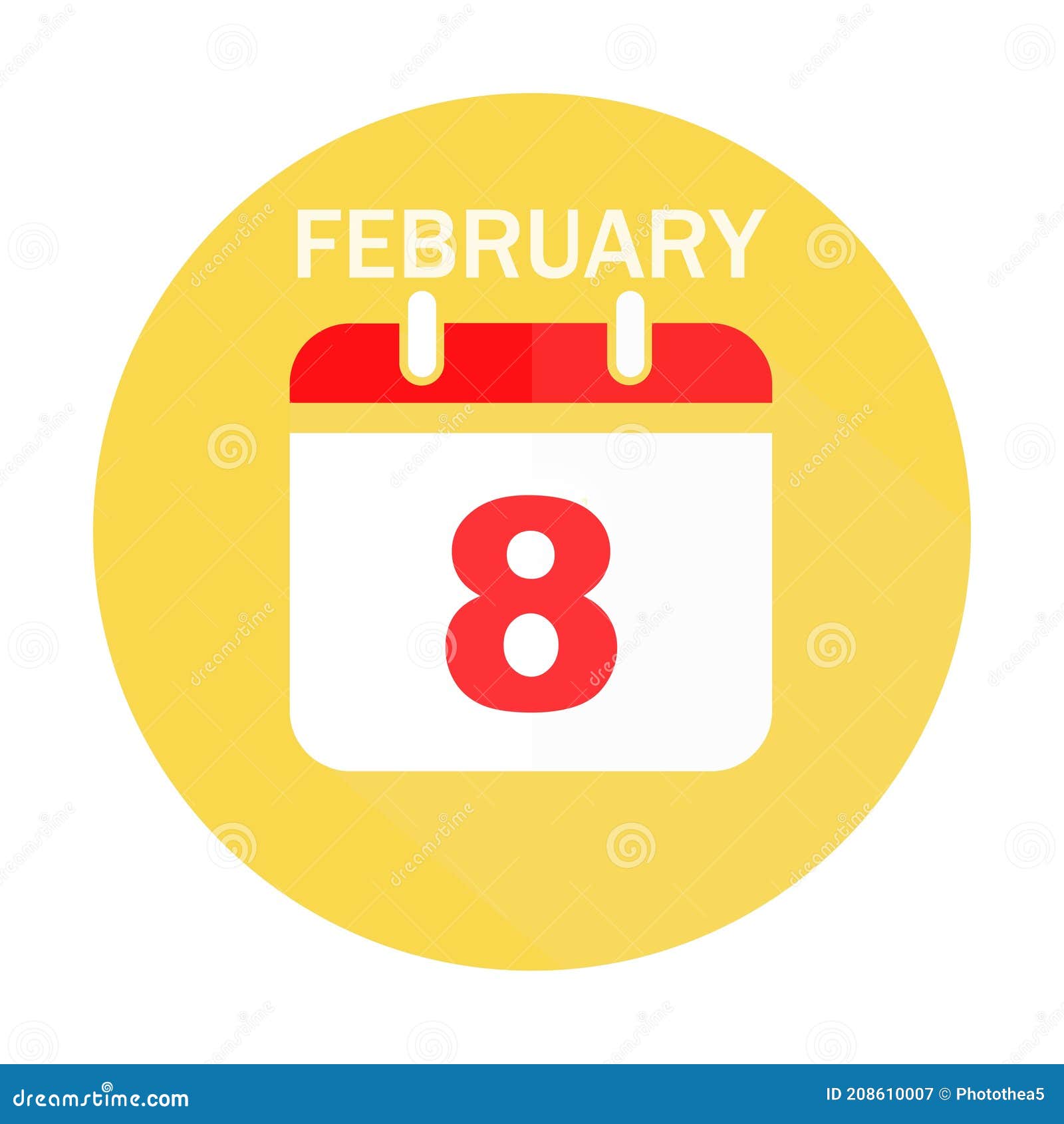 February 8 Calendar Flat Icon Stock Illustration - Illustration of ...
