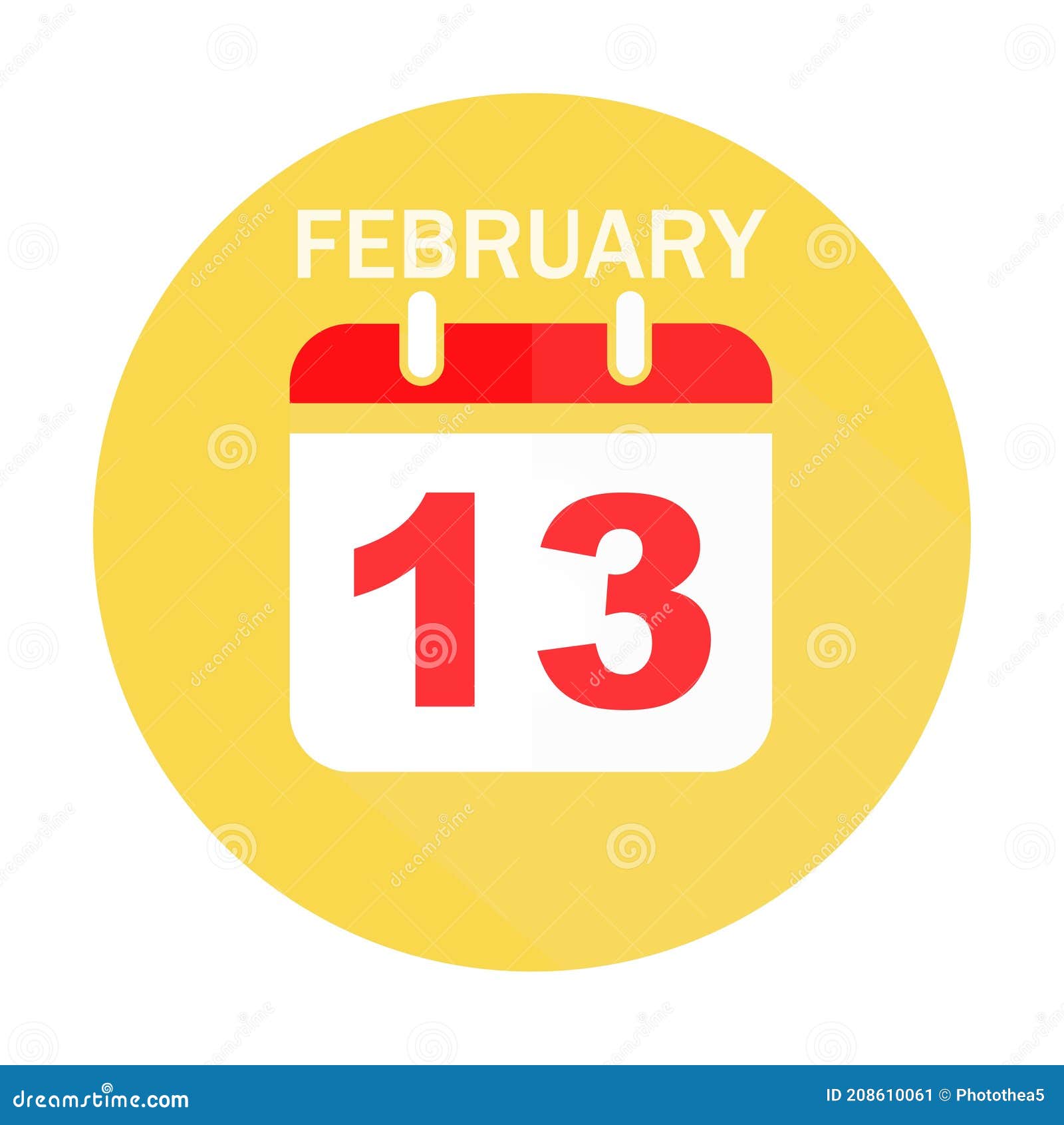 February 13 Calendar Flat Icon Stock Illustration - Illustration of ...