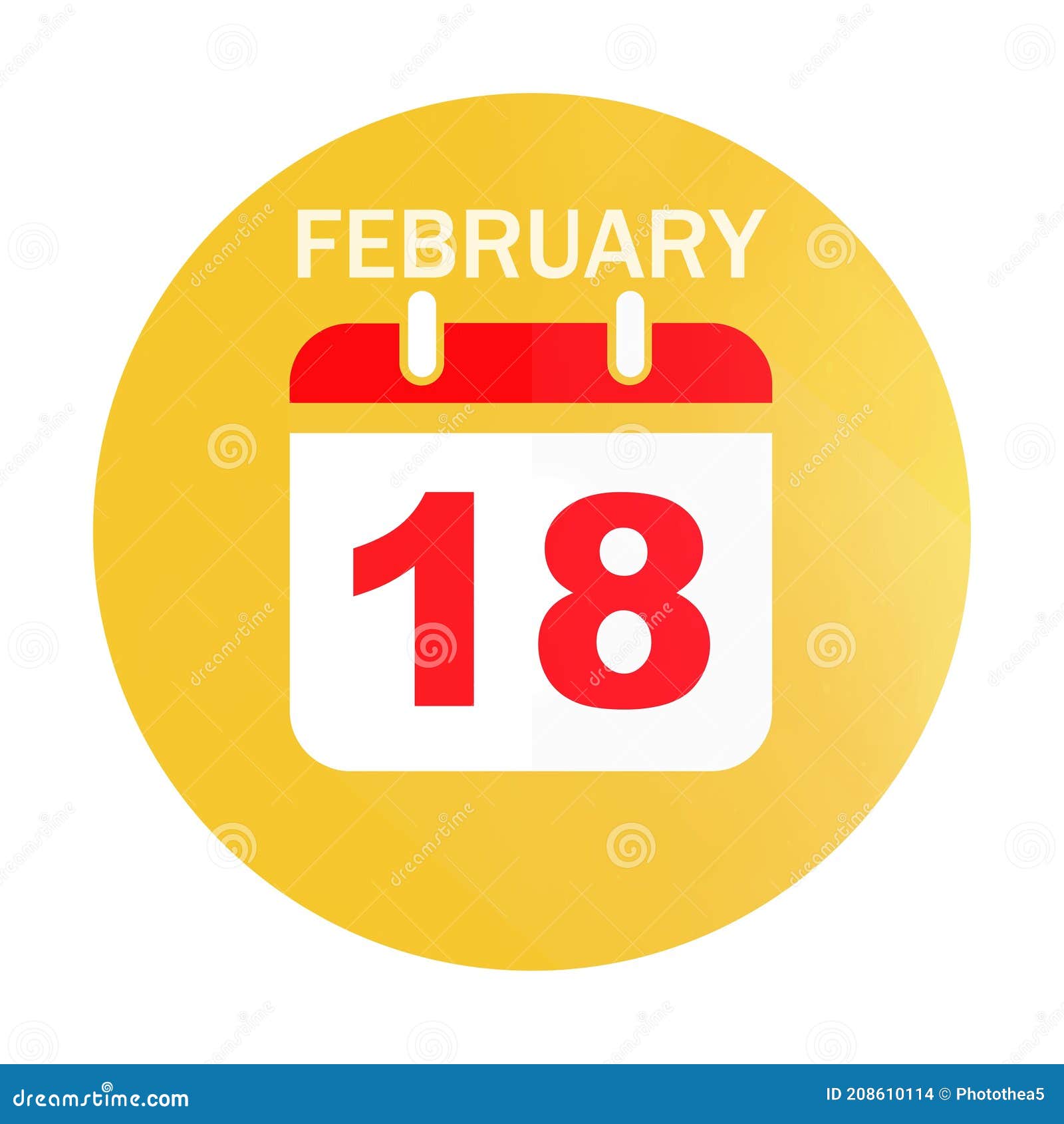 February 18 Calendar Flat Icon Stock Illustration - Illustration of ...