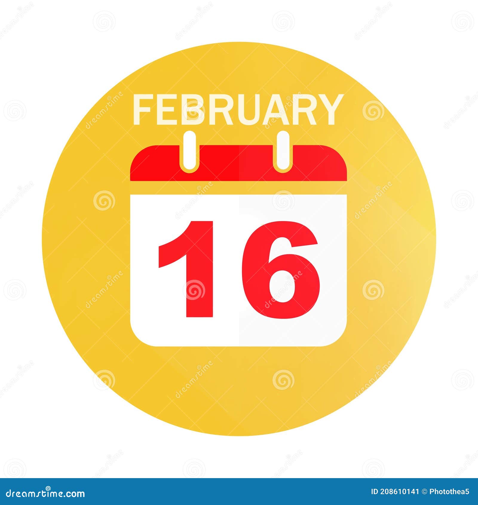 February 16 Calendar Flat Icon Stock Illustration - Illustration of ...