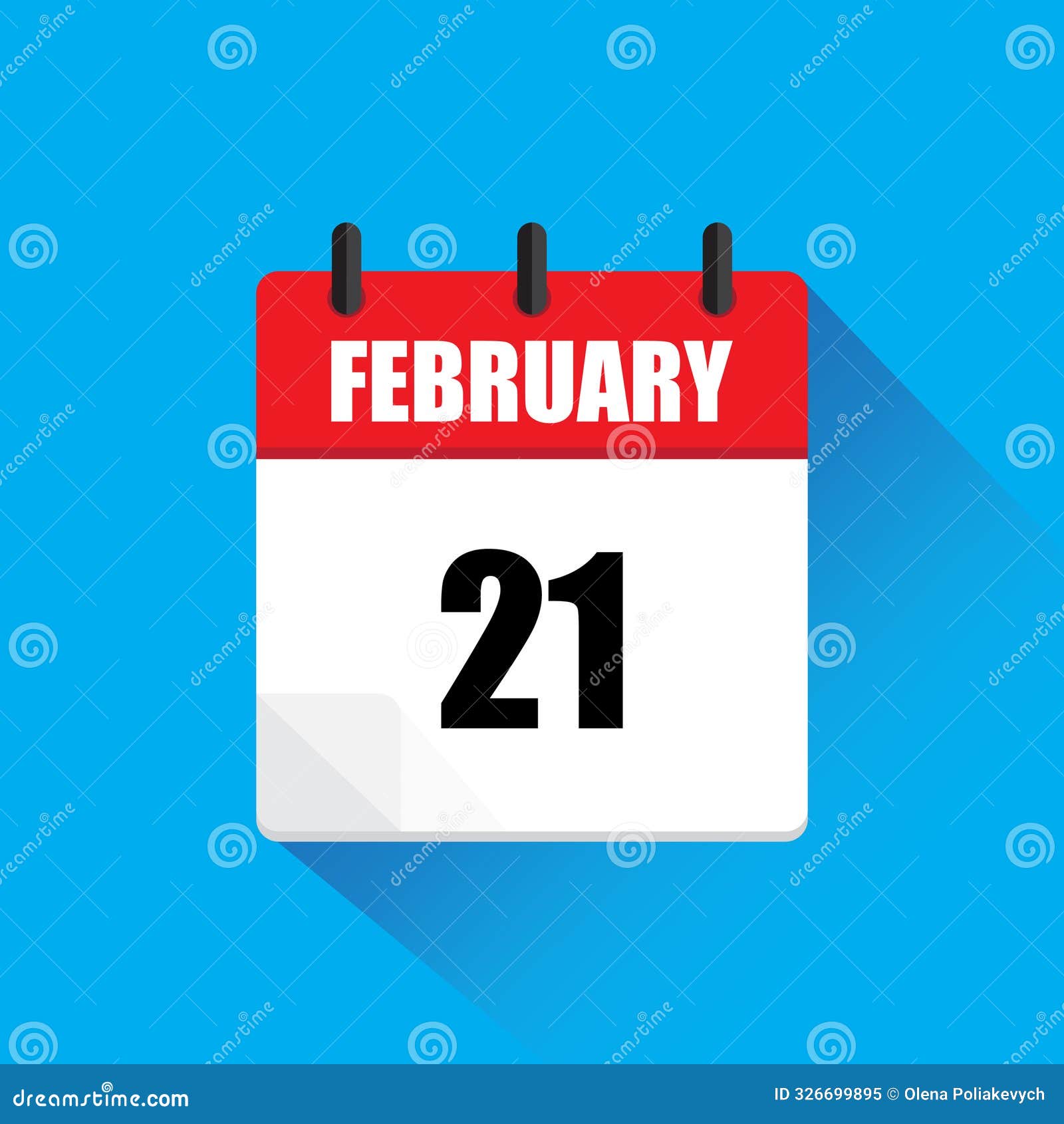 February Calendar Icon. Date 21 Vector. Date Twenty One. Flat Design ...