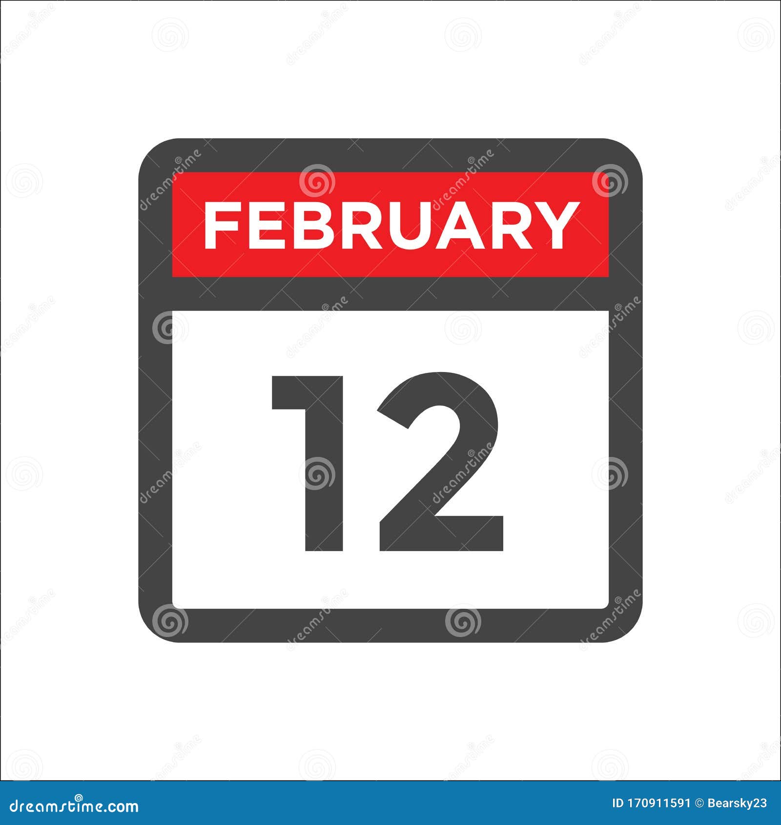 February 12 Calendar Icon with Day of Month Stock Vector - Illustration ...
