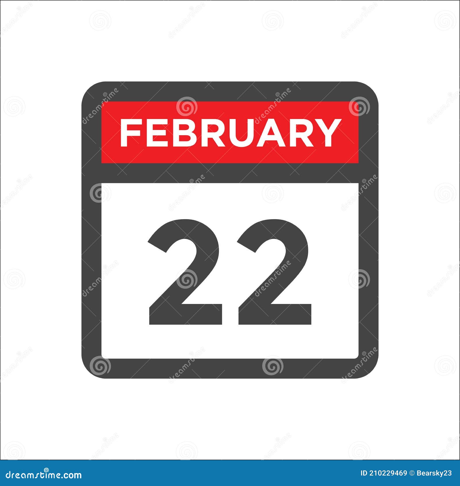 February 22 Calendar Icon with Day of Month Stock Vector - Illustration ...