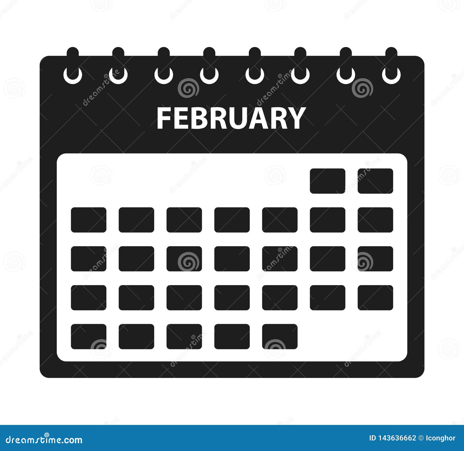 February Calendar Icon. stock vector. Illustration of clipart - 143636662