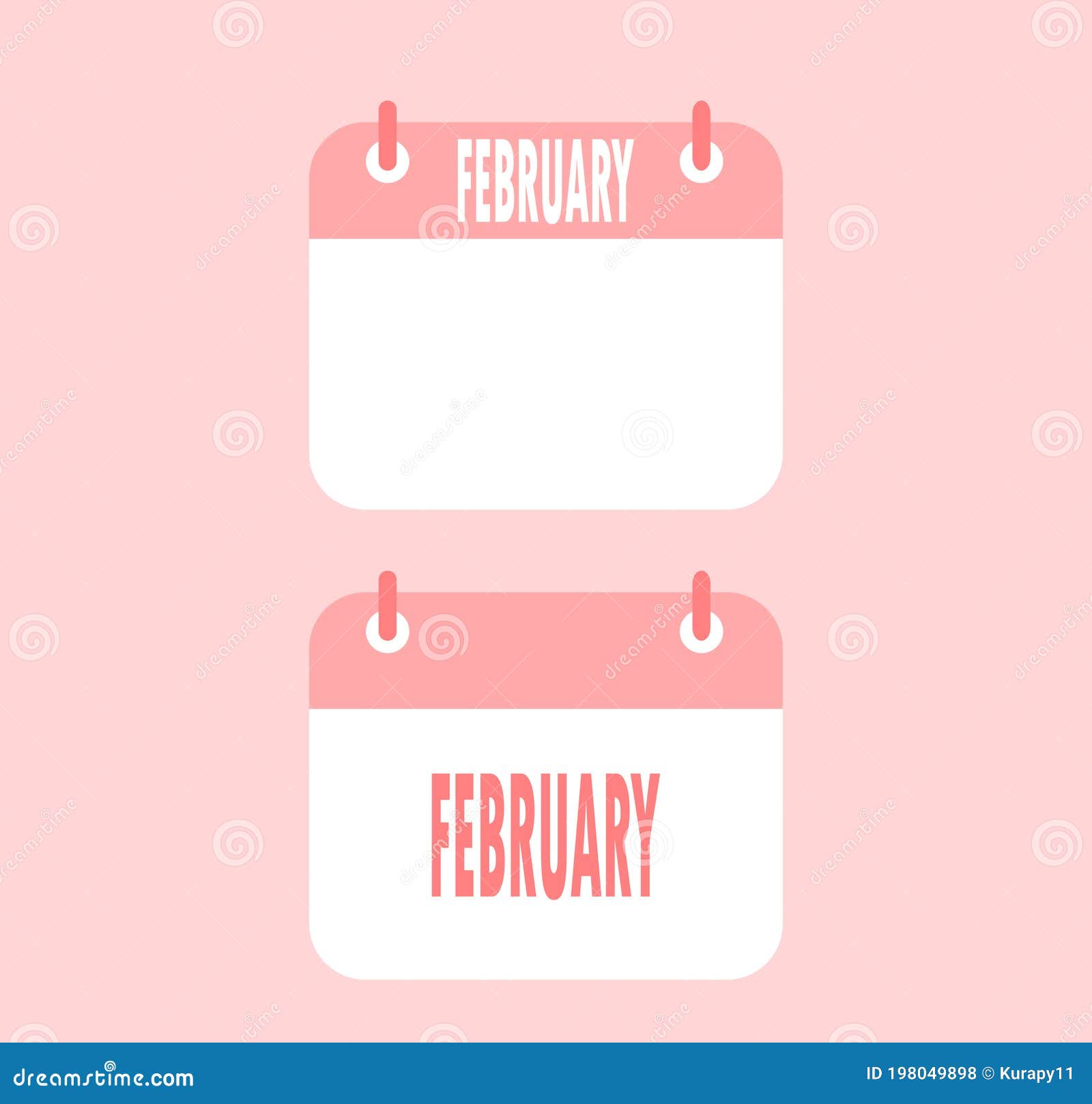 February Calendar Icon on Red Background.Two Flat Style Stock ...