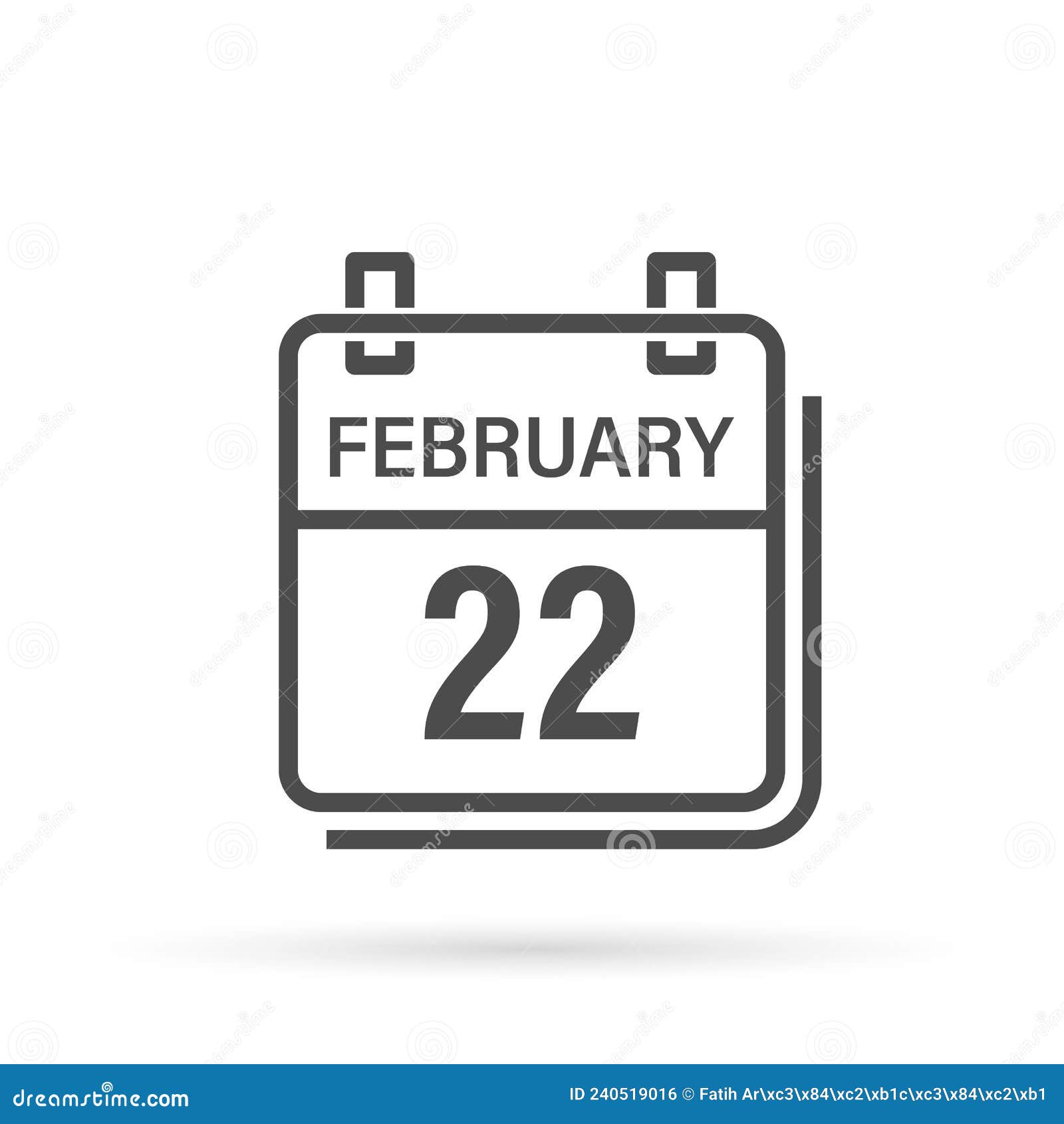 February 22, Calendar Icon with Shadow. Day, Month. Flat Vector ...